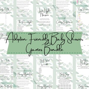 Adoption-friendly Baby Shower Games Bundle: Digital Download With Green ...