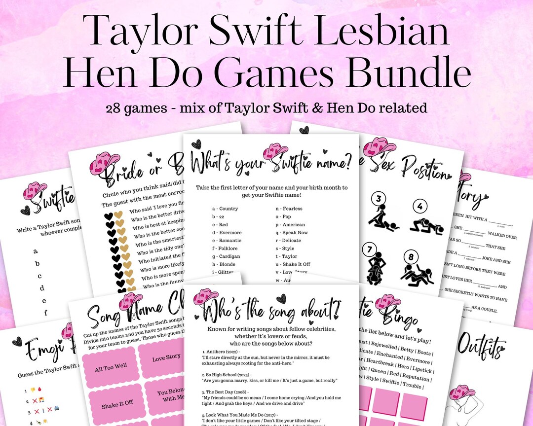 Taylor Swift Lesbian Hen Do Party Games Pack Pink Bridal Shower Fun ...