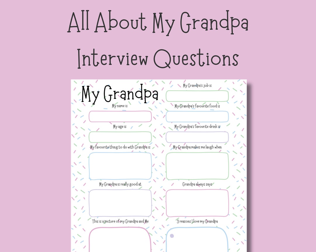 All About My Grandpa Questionnaire | Personalised Birthday Card ...