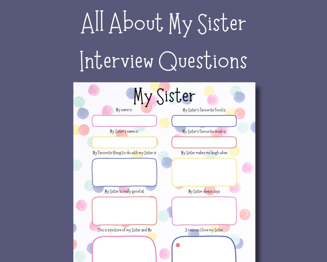 All About My Sister Questionnaire | Personalised Birthday Card Keepsake ...