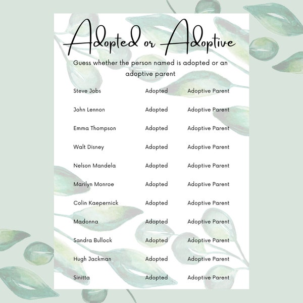 Adoption Shower Game - Etsy