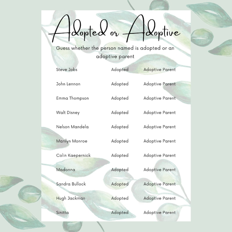 Adoption Shower Game - Etsy