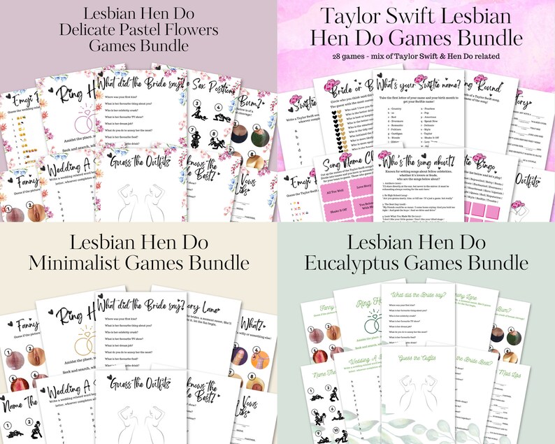 Lesbian Hen Do Games Bundle - Fun LGBTQ+ Bachelorette Party Activities ...