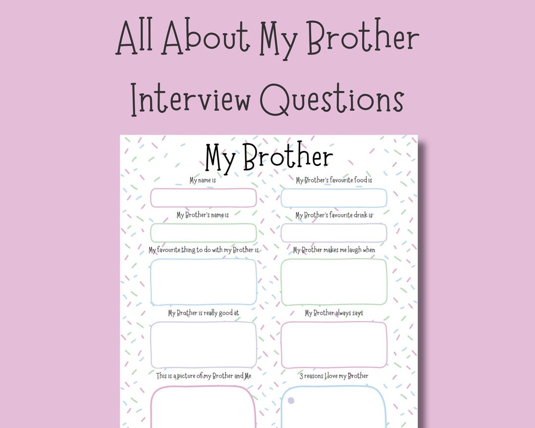 All About My Brother Questionnaire | Personalised Birthday Card ...