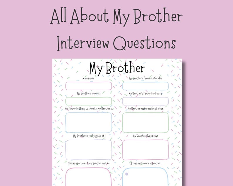 All About My Brother Questionnaire | Personalised Birthday Card ...