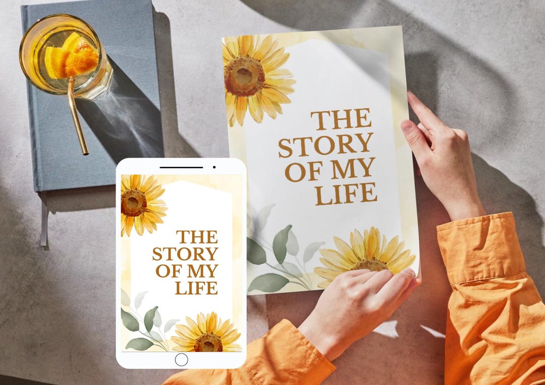 The Story of My Life Journal - 500 Interview Questions | Sunflower Floral Design | Digital ...