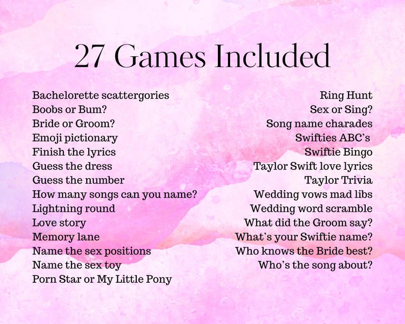 Taylor Swift Hen Do Party Games Pack | Pink Bridal Shower Fun | Swiftie ...