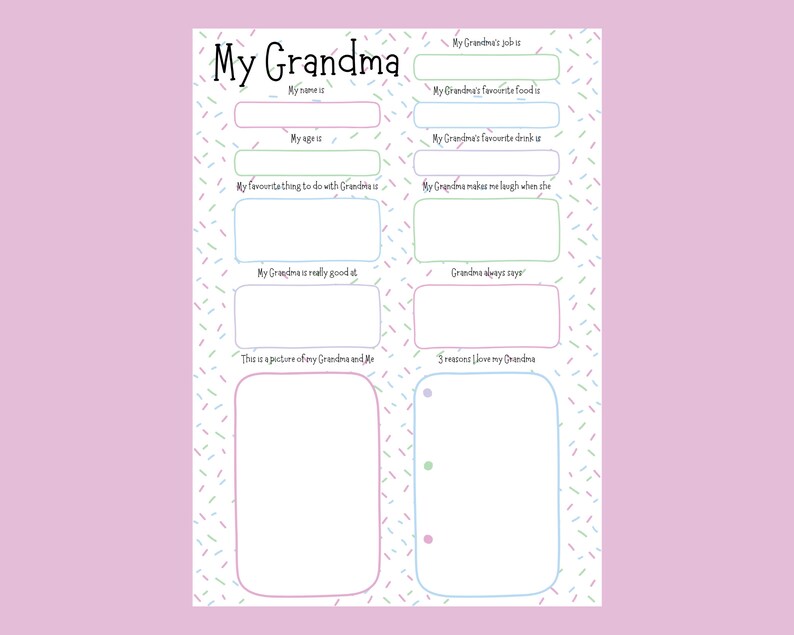 All About My Grandma Questionnaire Personalised Birthday Card Keepsake ...