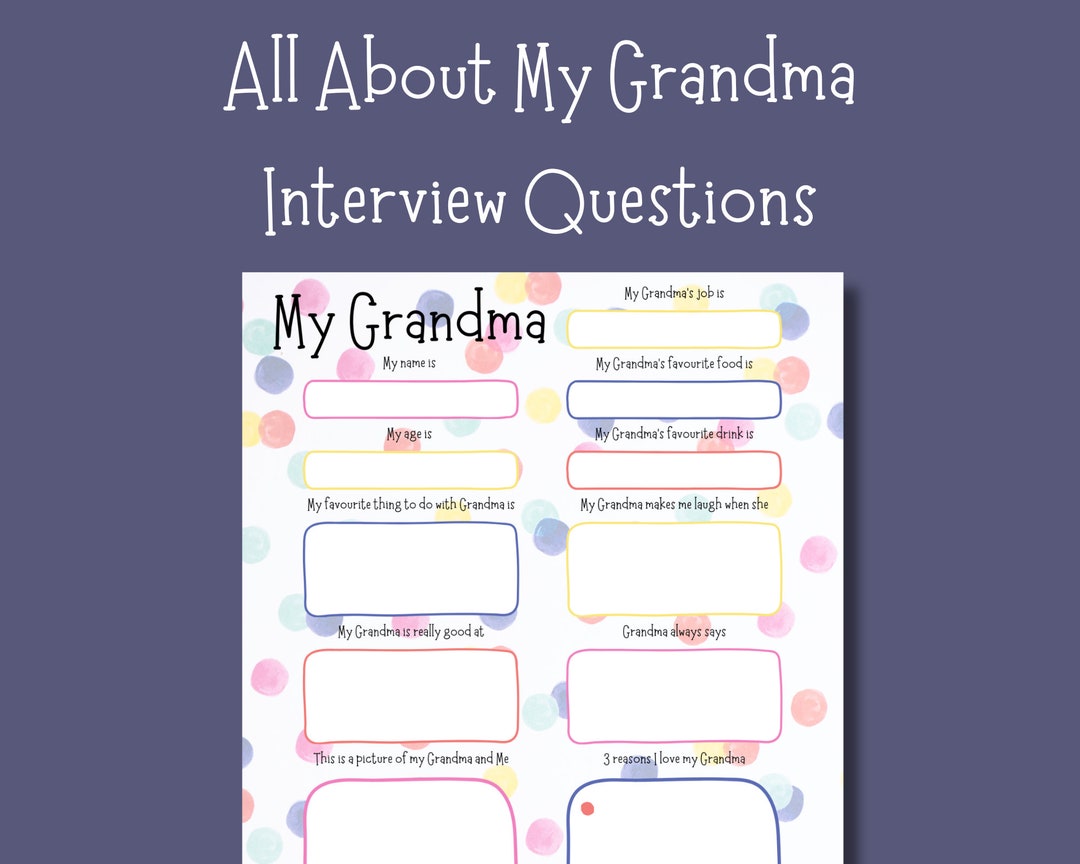 All About My Grandma Questionnaire Personalised Birthday Card Keepsake ...