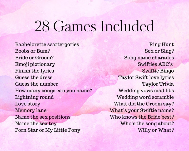 Taylor Swift Hen Do Party Games Pack | Pink Bridal Shower Fun | Swiftie ...