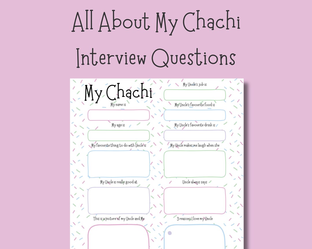 All About My Chachi Questionnaire Personalised Birthday Card Keepsake ...