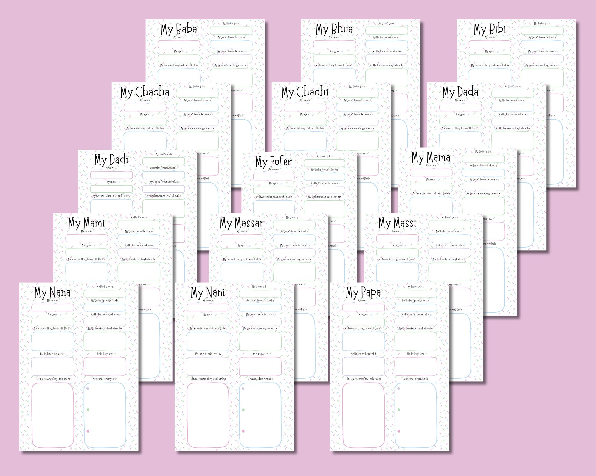 All About My Nani Questionnaire Personalised Birthday Card Keepsake ...