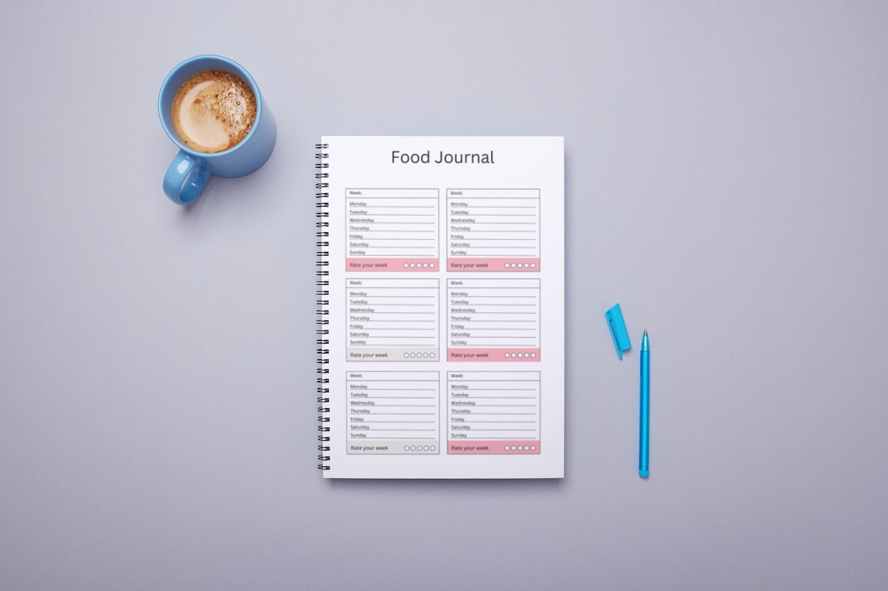 Daily Food Journal & Nutrition Chart Printable Template, Food Log, Meal ...
