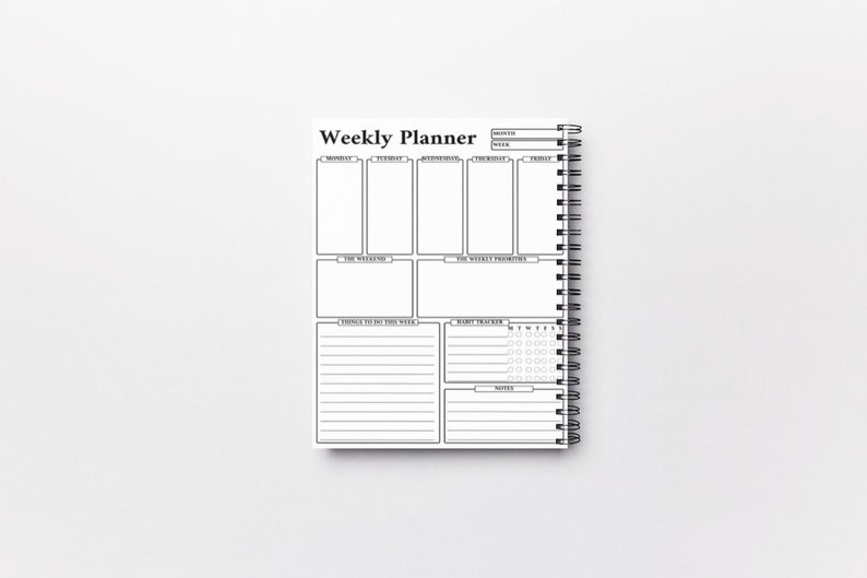 Weekly Planner Printable, Checklist, Minimalist Weekly Schedule ...