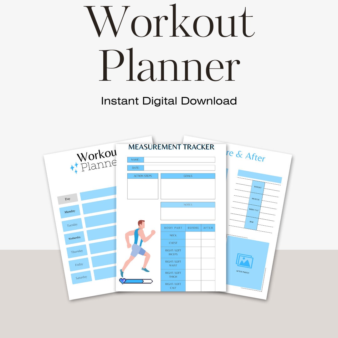 Fitness Workout Tracker Printable, Daily Exercise Planner, Weekly ...
