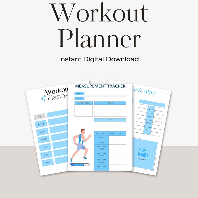 Fitness Workout Tracker Printable Daily Exercise Planner - Etsy