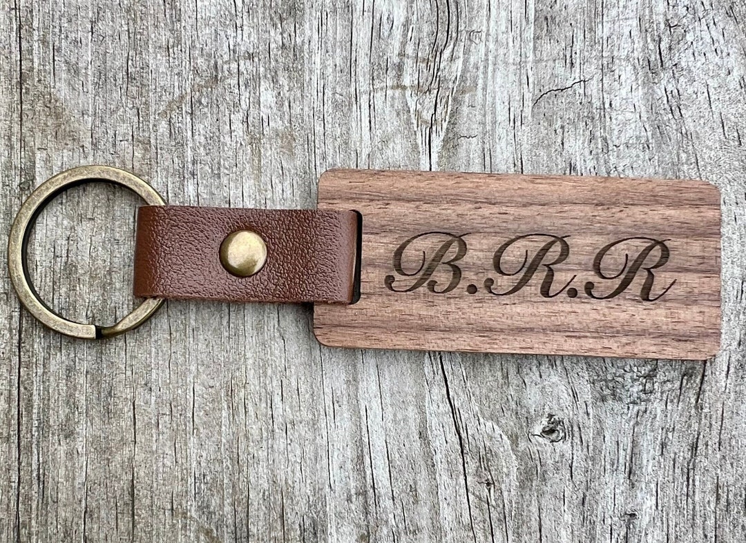 Engraved Wood Keychain - Personalized Walnut Anniversary Gift - Etsy
