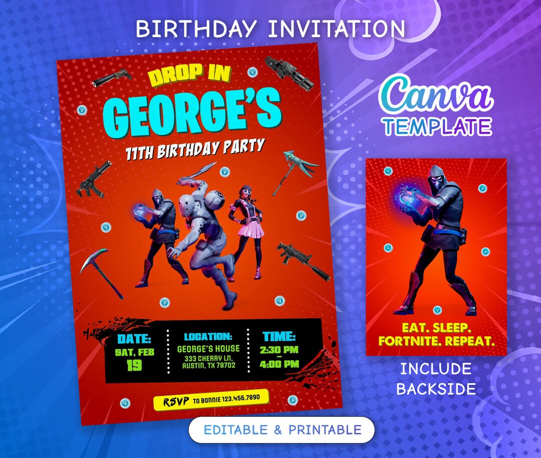 Boy Gamer Invitation Printable Birthday Invitation Editable - Etsy ...