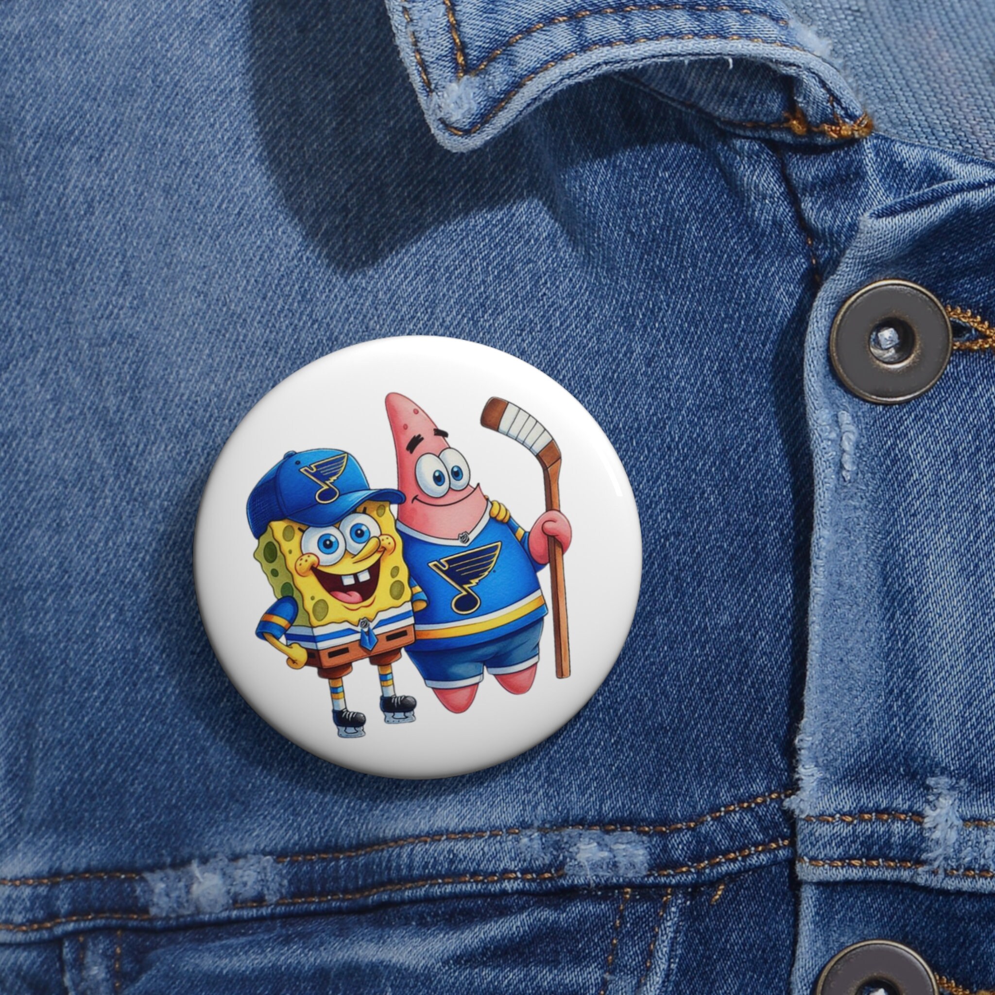 STL Blues Hockey Themed Spongebob Custom Pin Buttons - Etsy