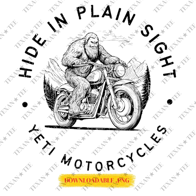 Bigfoot Motorcycle PNG Downloadable Graphic for Campers and Hikers or ...