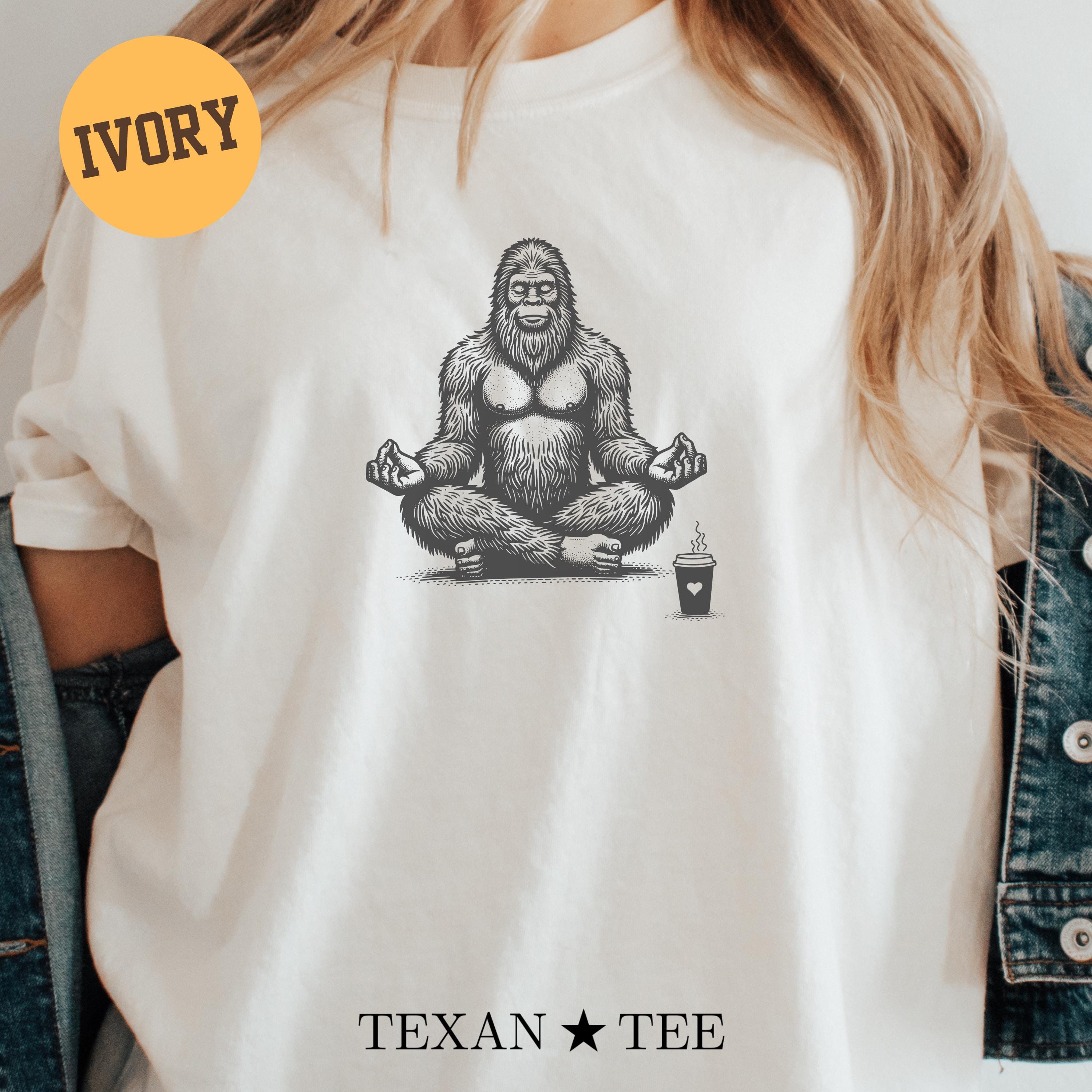 Bigfoot Svg Meditating With a Cup of Coffee in a Yoga Pose PNG and SVG ...