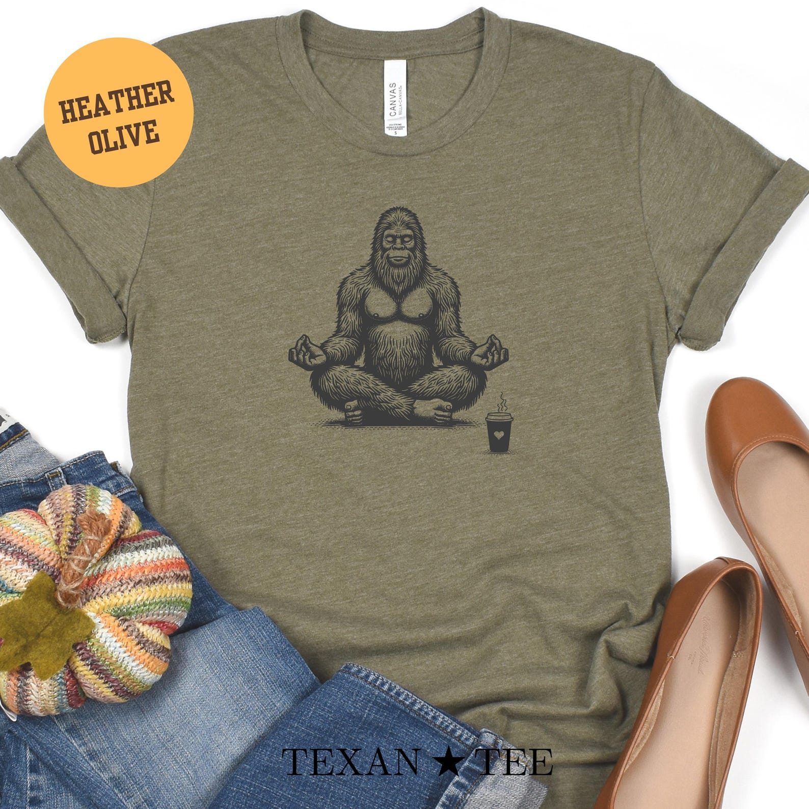 Bigfoot Svg Meditating With a Cup of Coffee in a Yoga Pose PNG and SVG ...