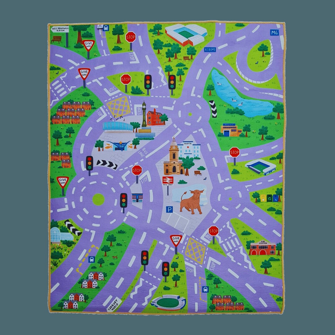 Birmingham-themed Car Play Mat | Birmingham Hippo Mat | 125cm*100cm ...
