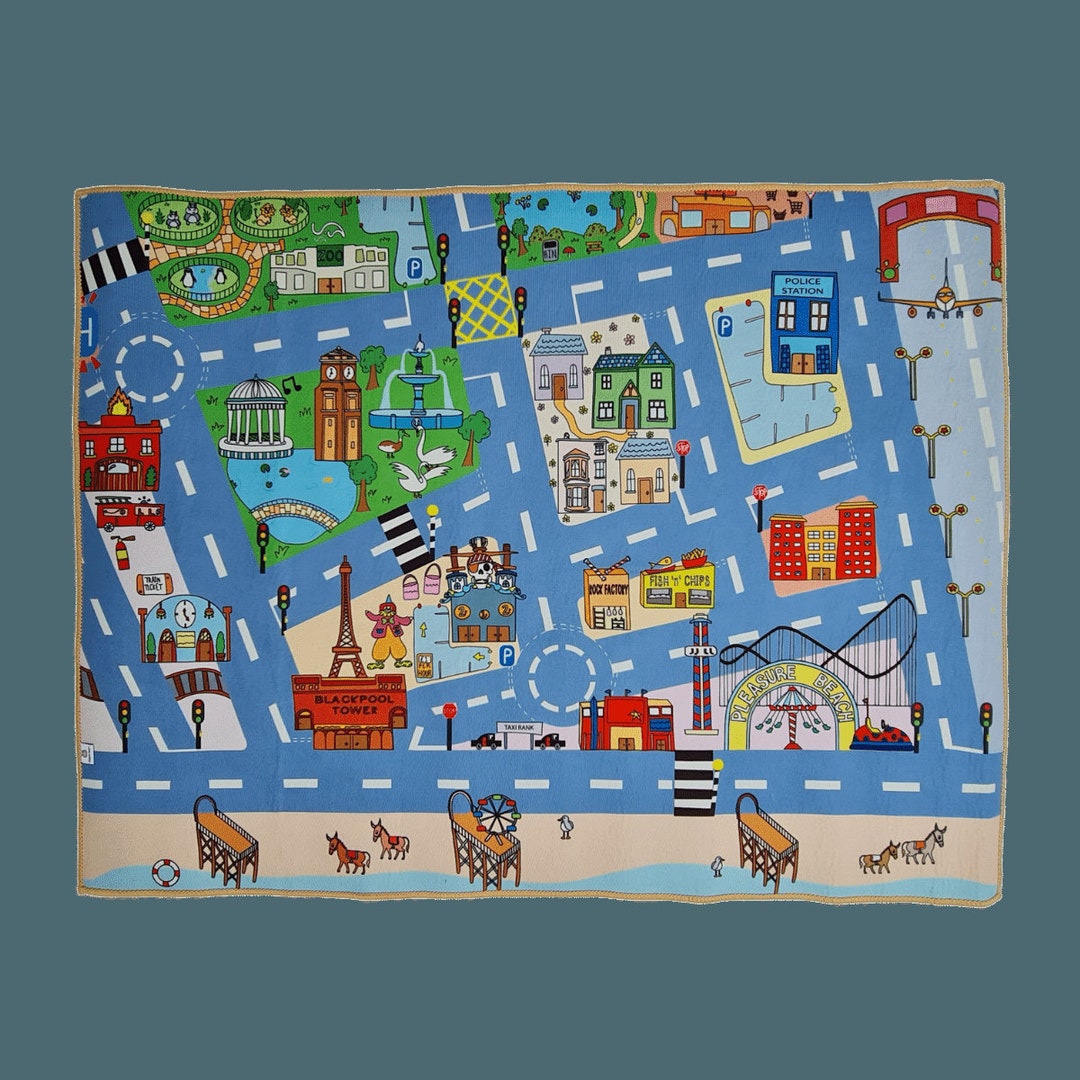 Blackpool-themed Car Play Mat | Blackpool Hippo Mat | 120cm*90cm Soft ...