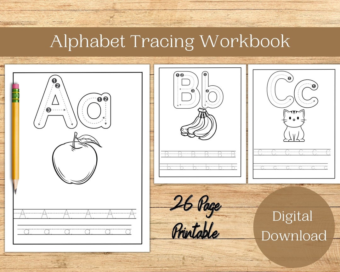Alphabet Tracing Workbook, Coloring Sheet, Handwriting Practice, Letter ...