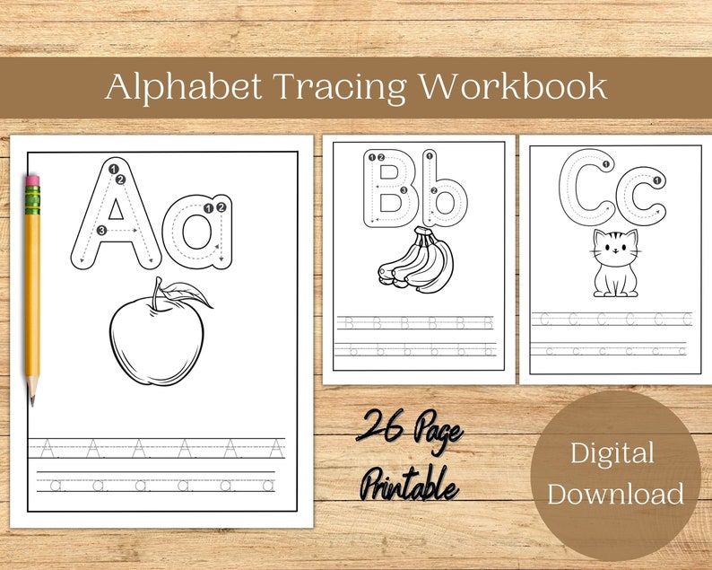 Alphabet Tracing Workbook, Coloring Sheet, Handwriting Practice, Letter ...