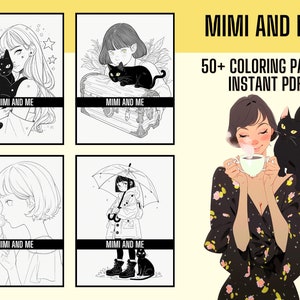 50 Mimi and Me: A Coloring Book of a Girl and Her Black Cat | Digital ...