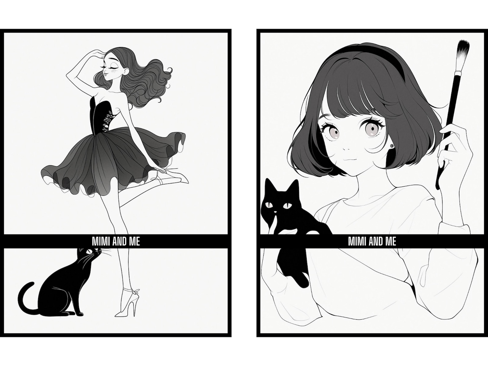 50 Mimi and Me: A Coloring Book of a Girl and Her Black Cat Digital ...