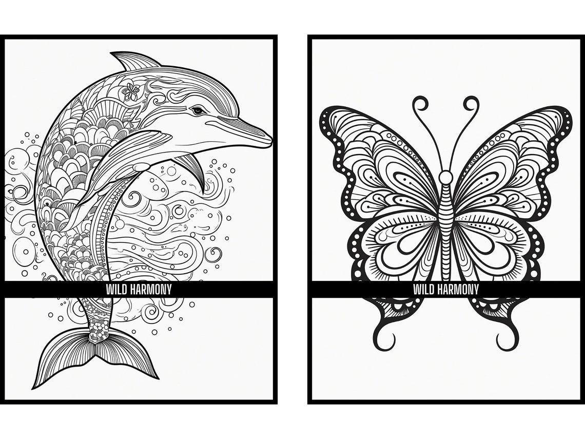 100 Animal Patterns Wild Harmony Coloring Pages: A - Etsy