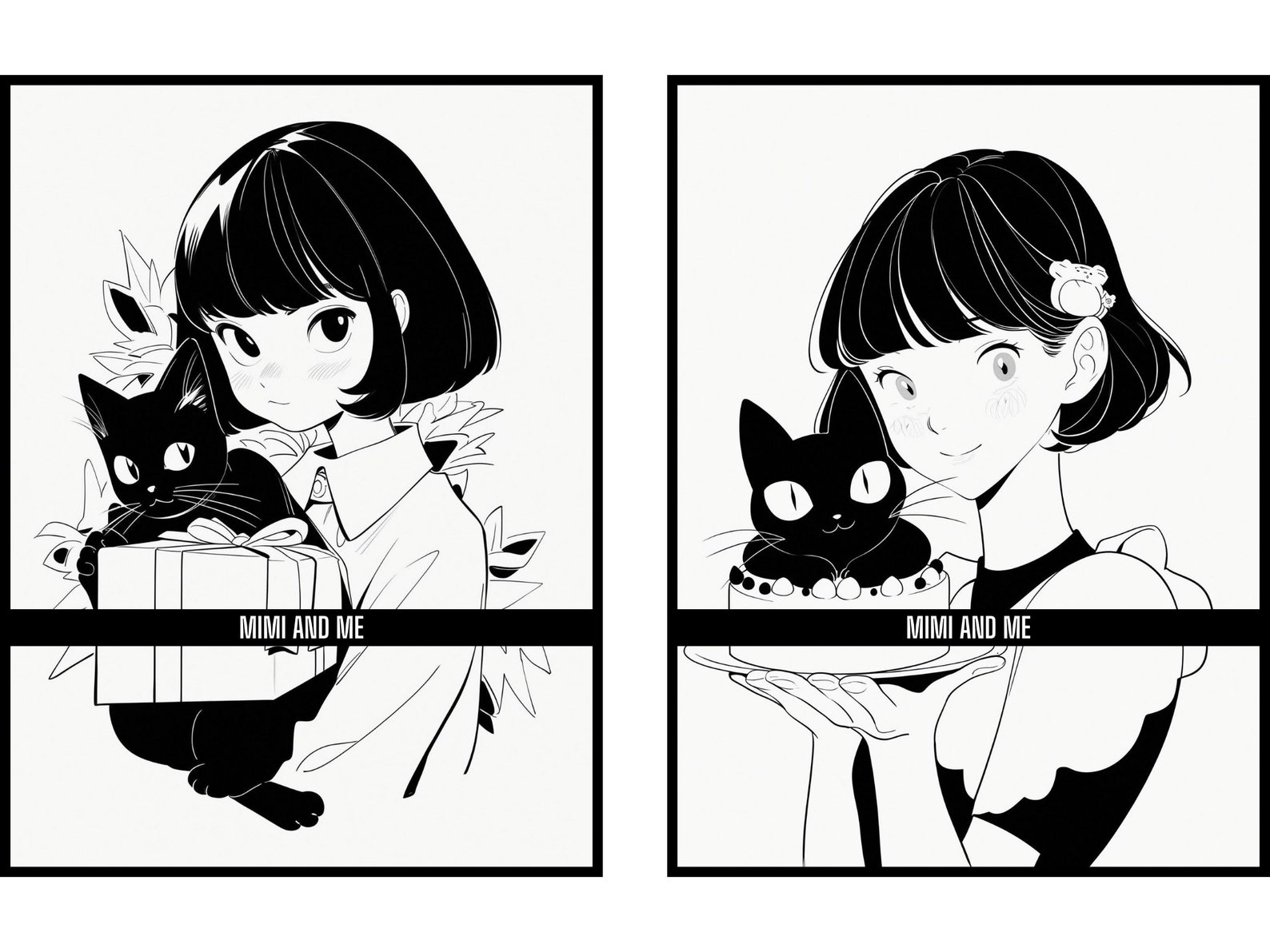 50 Mimi and Me: A Coloring Book of a Girl and Her Black Cat Digital ...