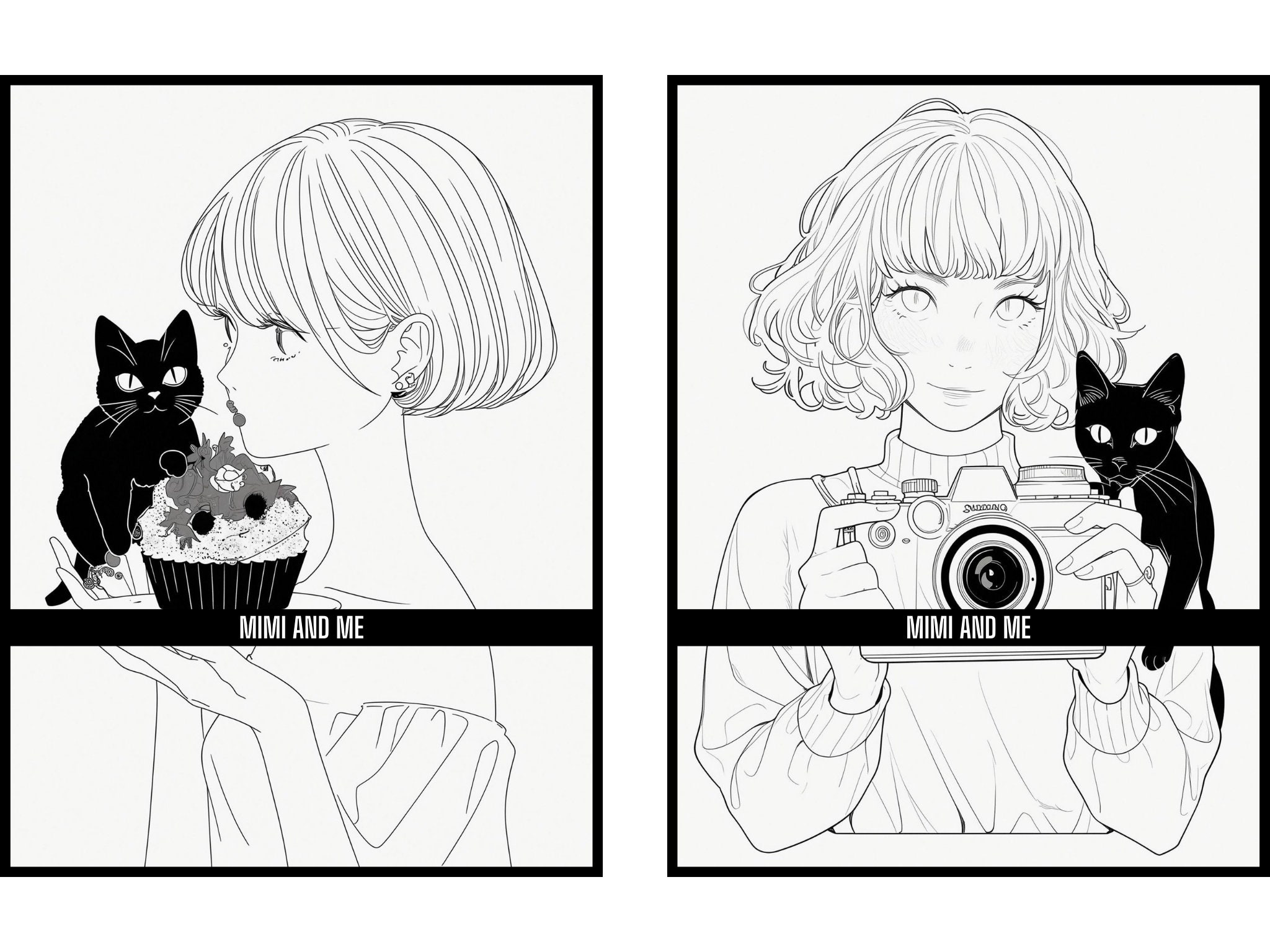 50 Mimi and Me: A Coloring Book of a Girl and Her Black Cat Digital ...