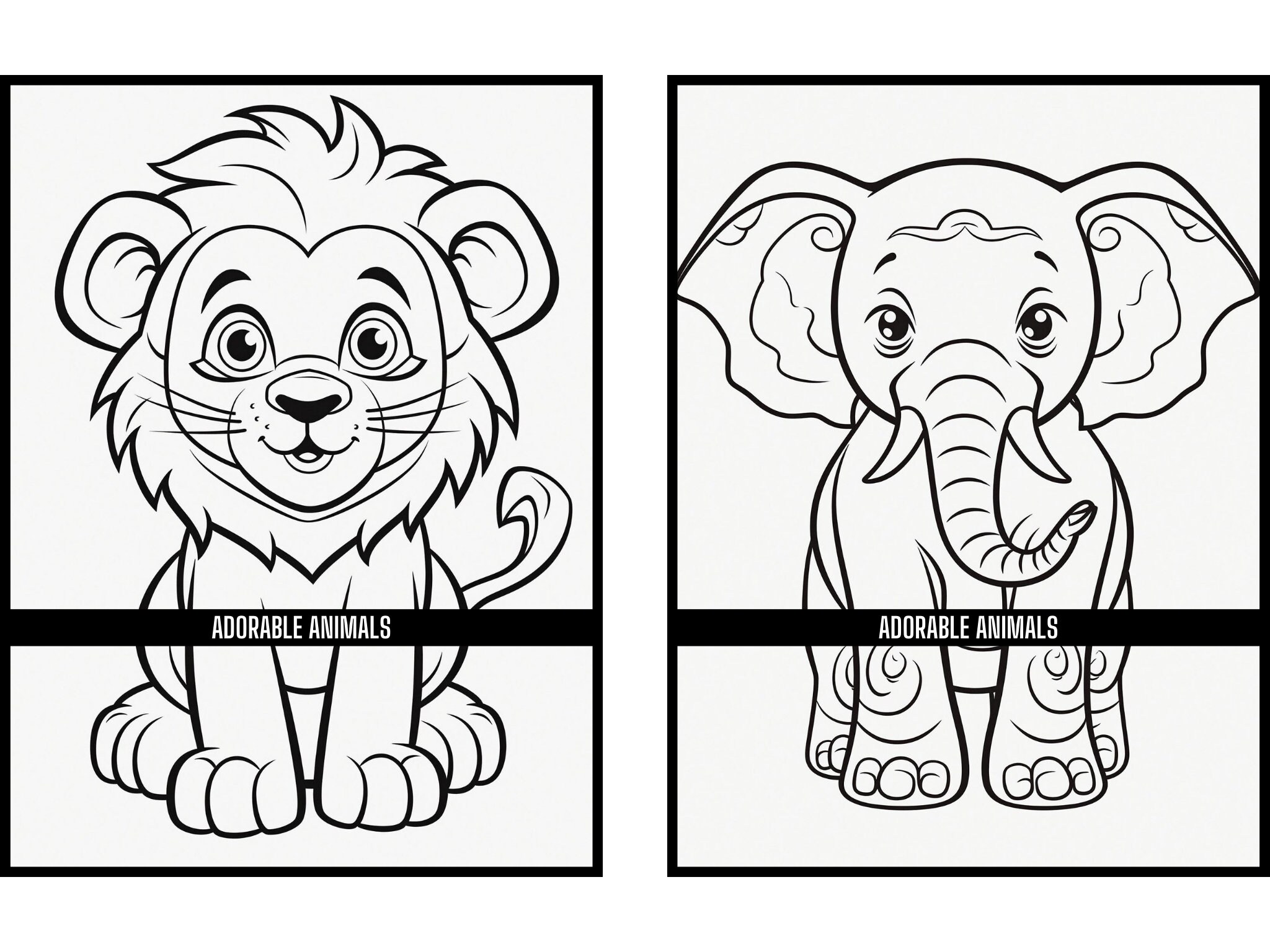 Adorable Animals: Animal Coloring Book for Children Digital - Etsy