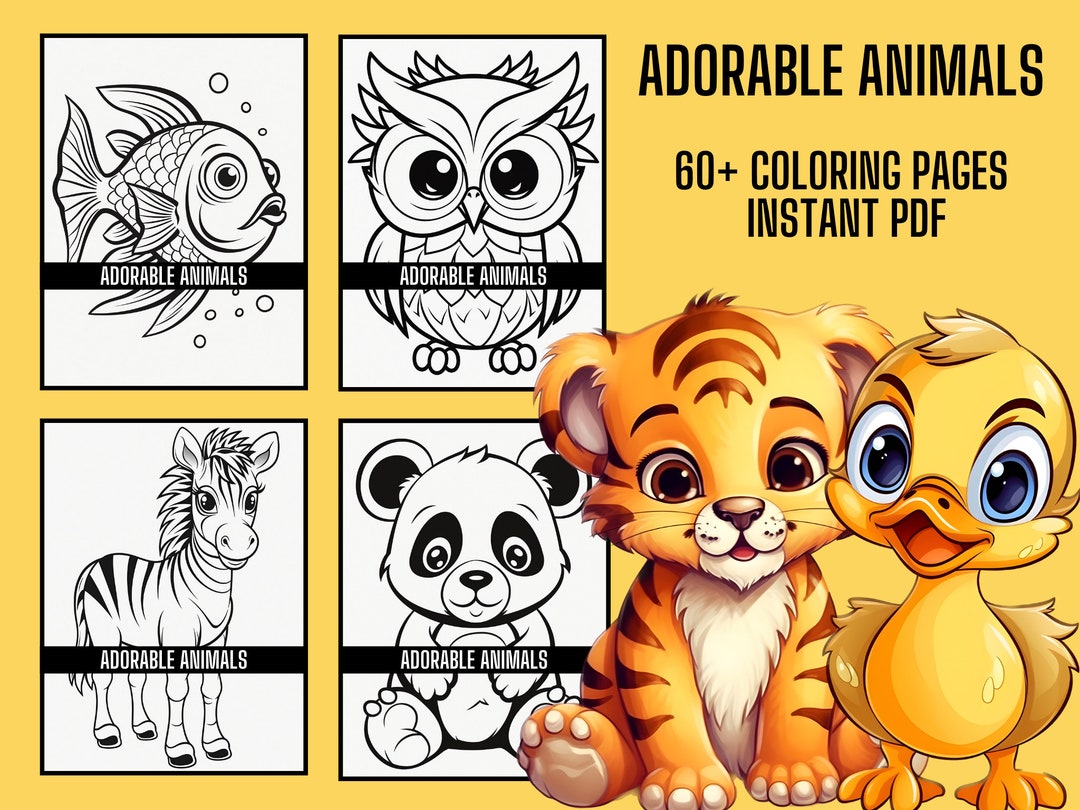 Adorable Animals: Animal Coloring Book for Children | Digital Coloring ...