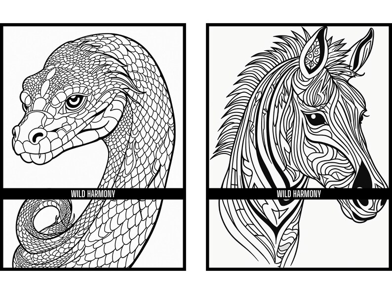 100 Animal Patterns Wild Harmony Coloring Pages: A Stress-relieving ...