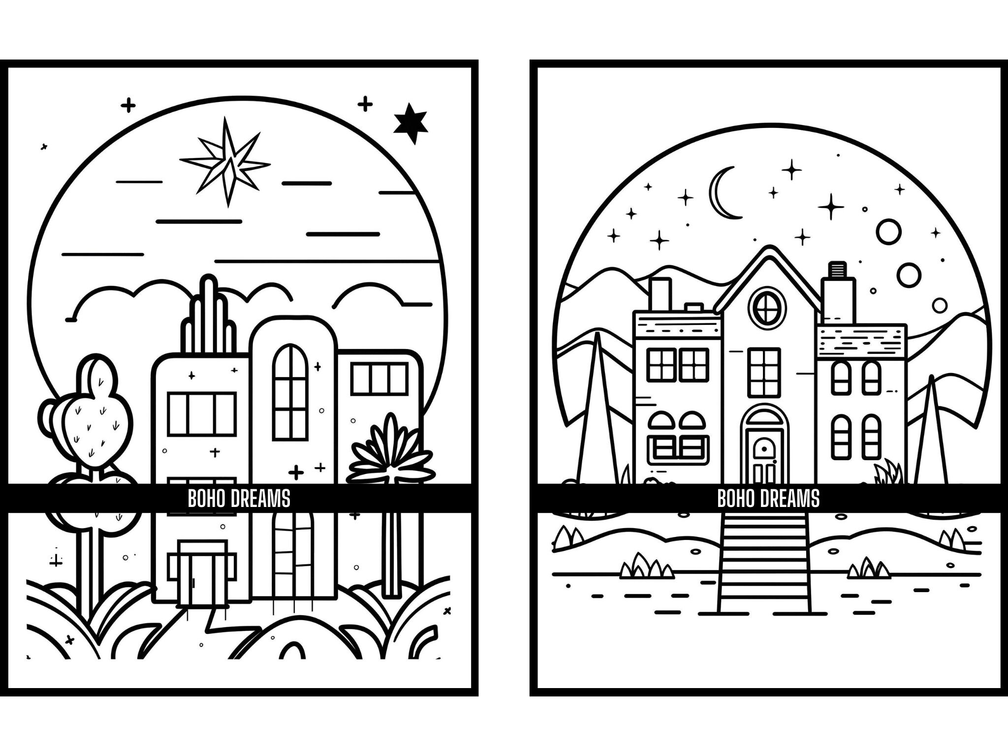 70 Boho Dreams: A Coloring Book of Peaceful and Whimsical Landscapes ...