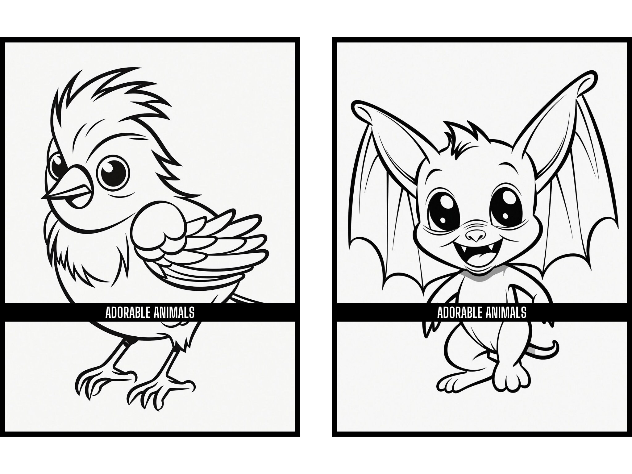 Adorable Animals: Animal Coloring Book for Children Digital - Etsy