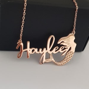 Gold Mermaid Necklace, Personalized Mermaid Name Necklace, Mermaid ...
