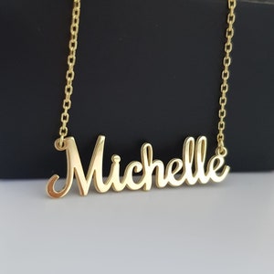 18K Gold Necklace, Gold Dainty Name Necklace, Handwritten Name Necklace ...