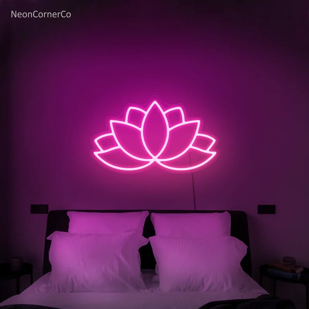 Lotus Flower Neon Light, Neon Sign Bedroom Flower, Neon Lights, Lotus ...