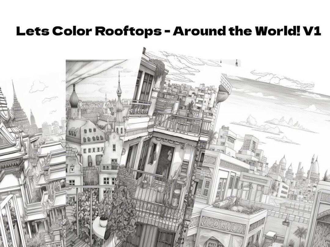 Let's Color Rooftops Around the World V1 - Etsy
