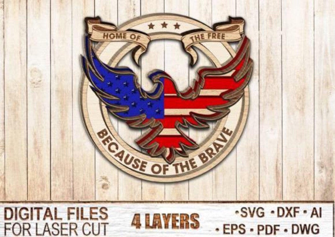 Patriotic Eagle American Flag - Layered Design- Laser Cutting, Plasma ...