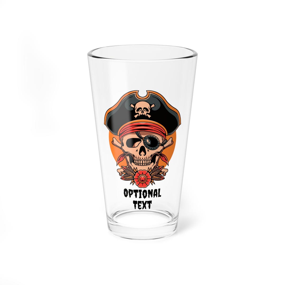 Pirate-themed Mixing Glass, Personalized 16oz Cocktail Glass, Fun Gift ...