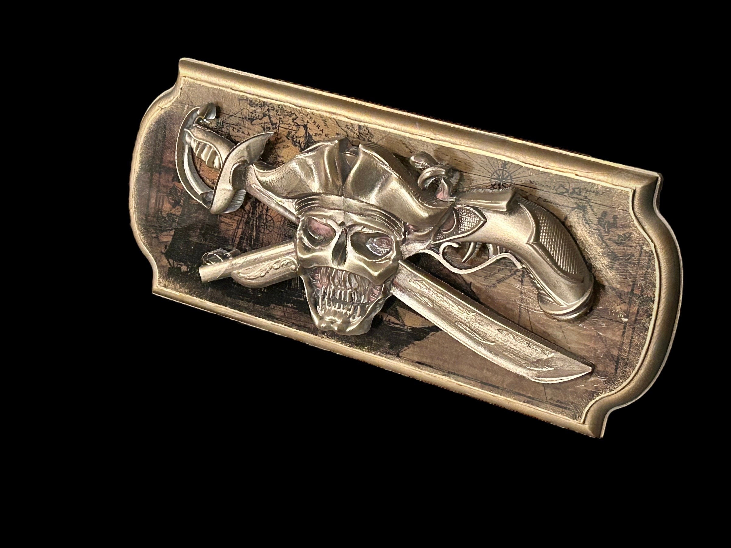 3D Pirate Skull and Cross Bones Plaque Wall Art Handmade Gift Wood ...