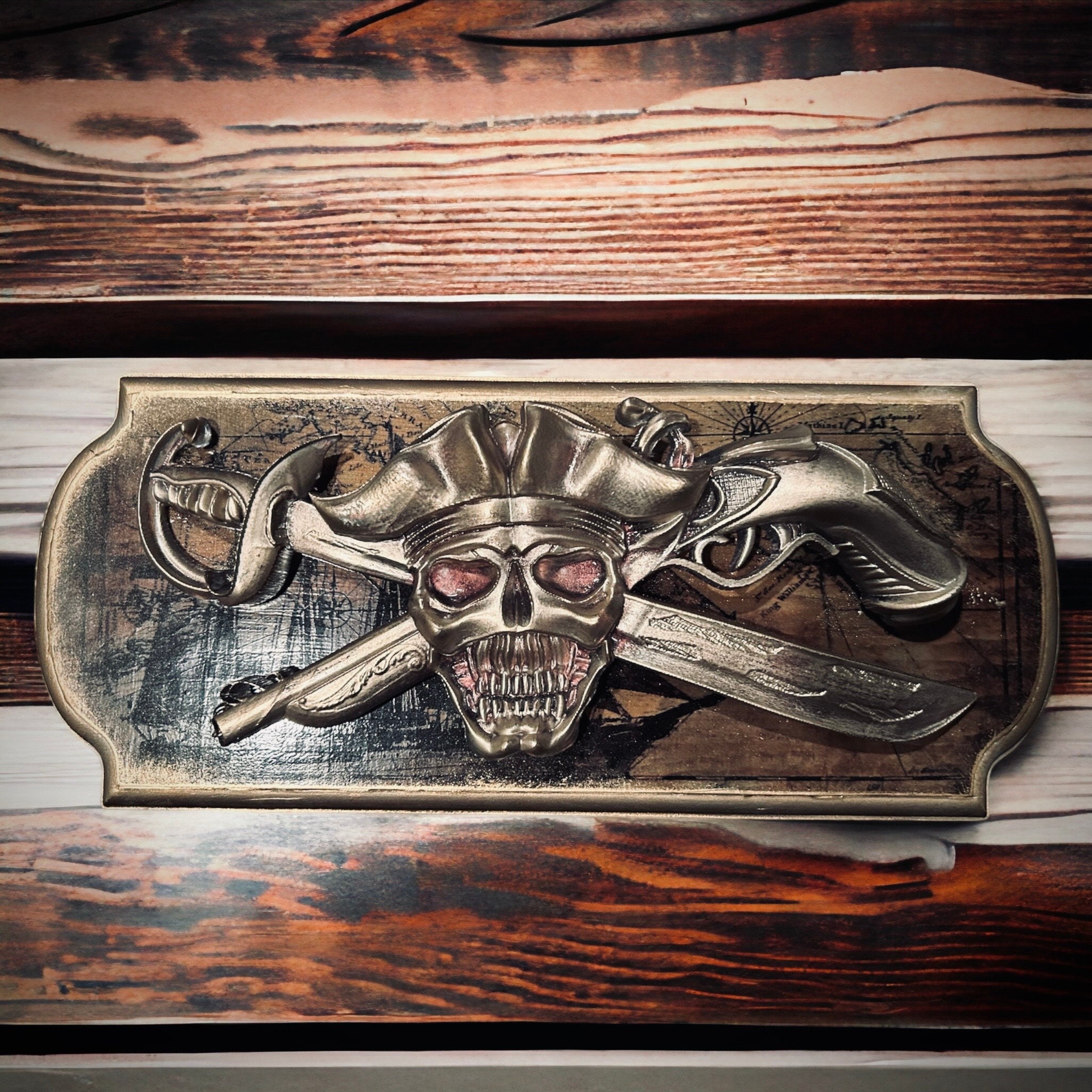 3D Pirate Skull and Cross Bones Plaque Wall Art Handmade Gift Wood ...