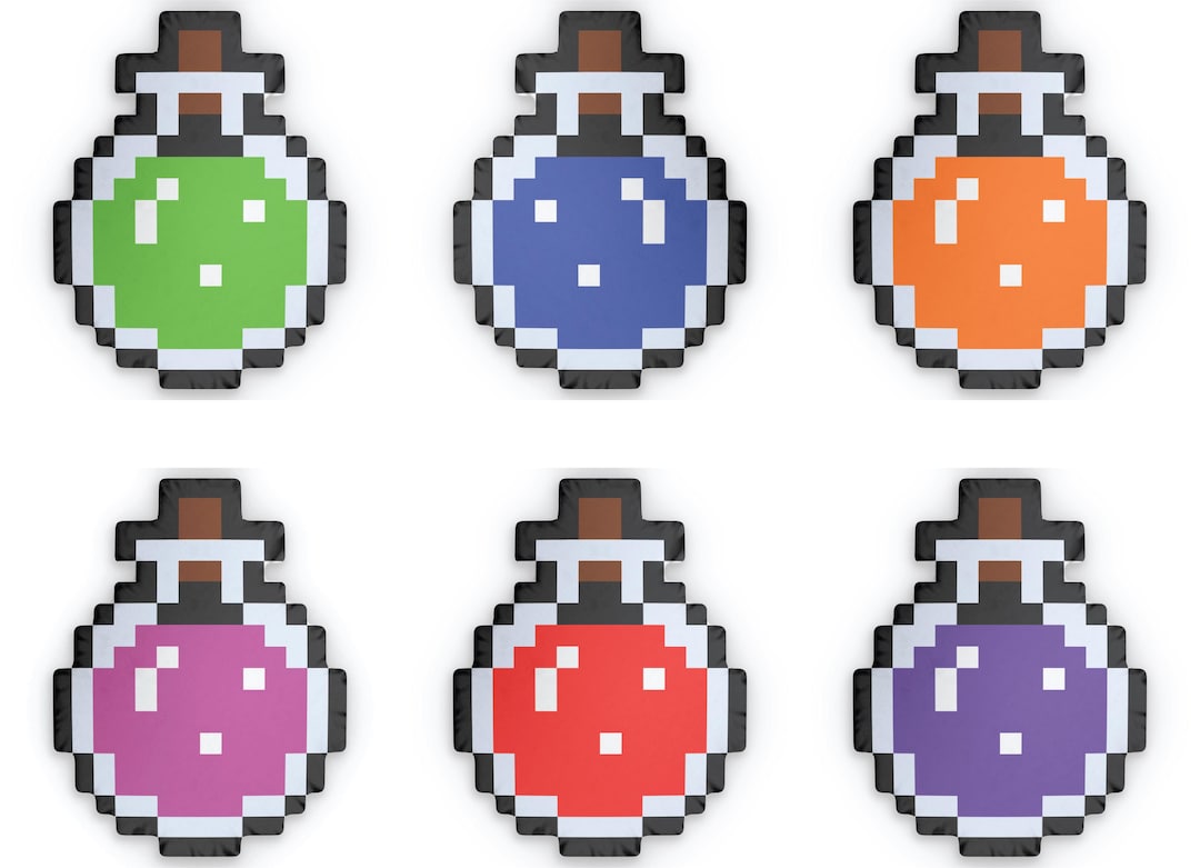 8 Bit Potion Bottle Custom Shaped Pillows Gamer Room Decor, Video Game ...