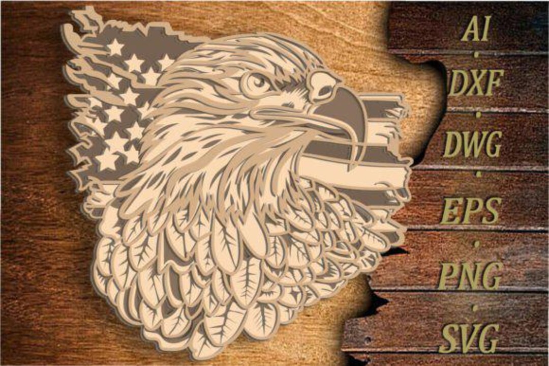3D Patriotic Eagle American Flag - 4 Layered Design- Laser Cutting ...